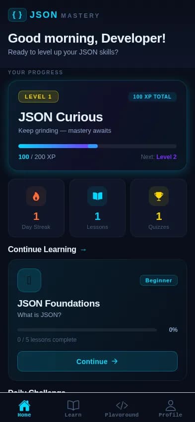 JSON Mastery Mobile
