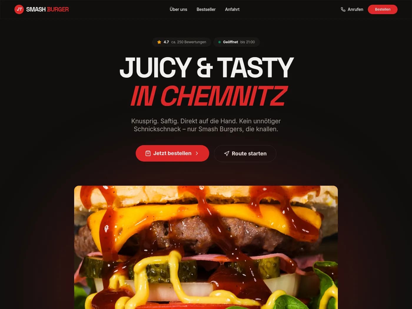JT Smash Burger One-Pager