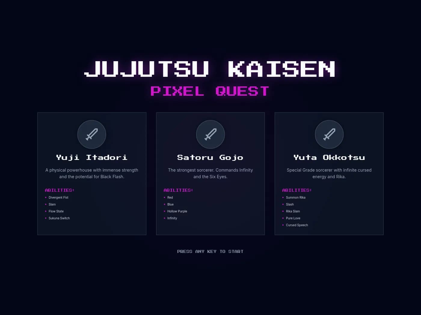 Jujutsu Kaisen Pixel Quest