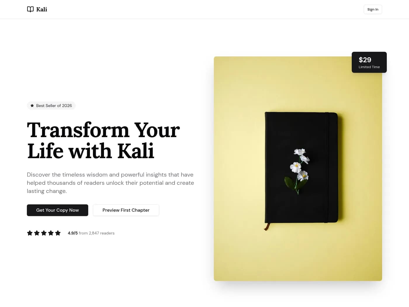 Kali Ebook Sales Page