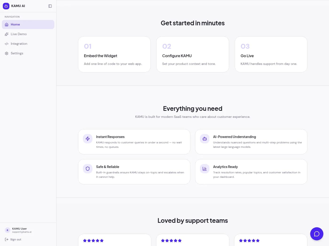 KAMU AI Chatbot Support