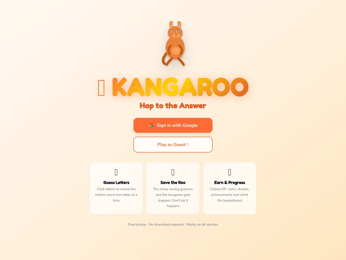 KANGAROO Word Game