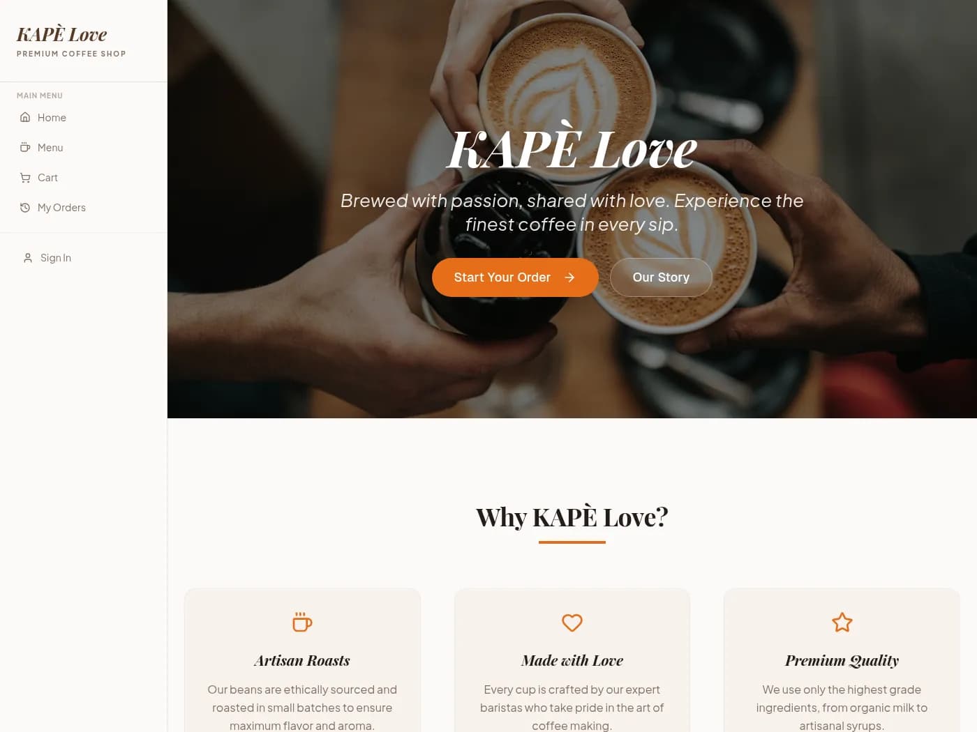 KAPÈ Love Order App