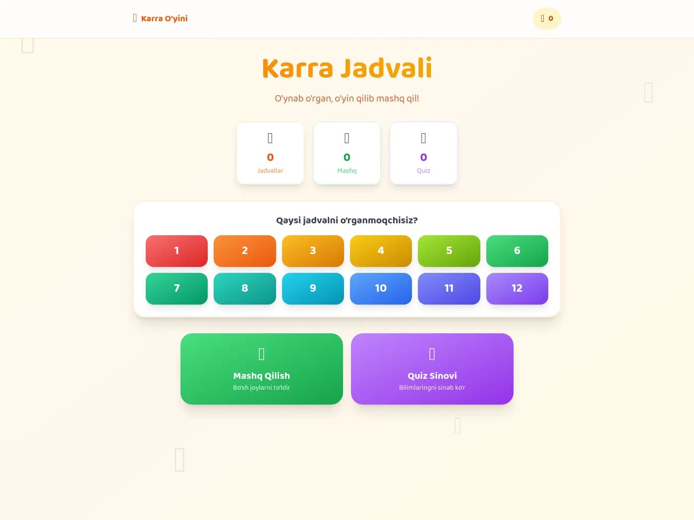 Karra Jadvali Oʻyini