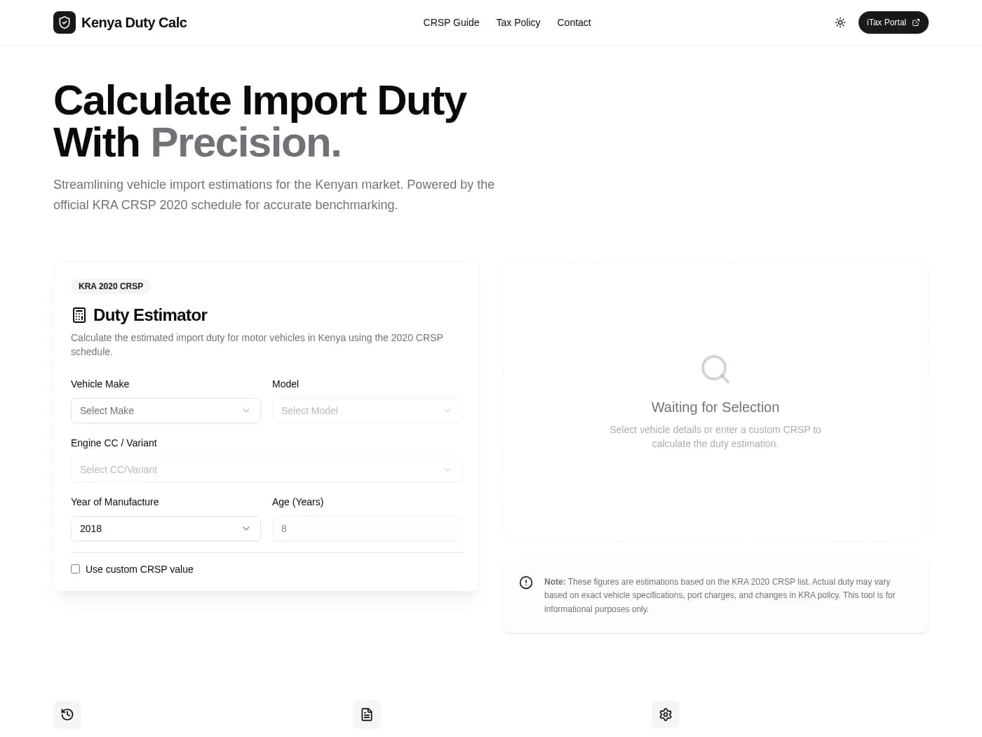 Kenya Auto Duty Calculator