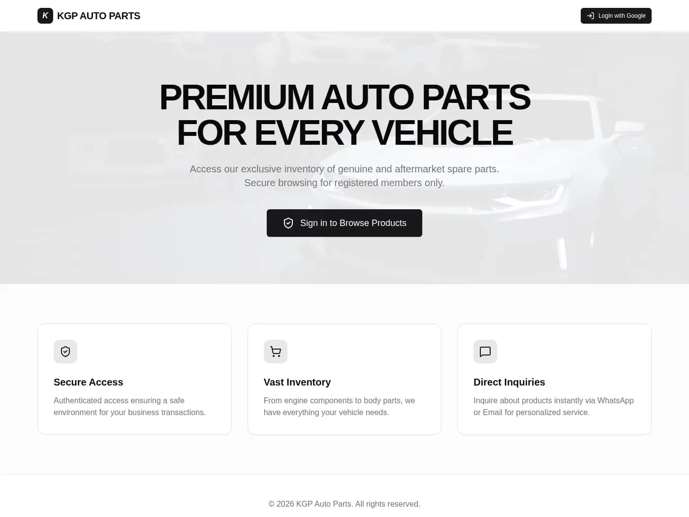 KGP Auto Parts Portal