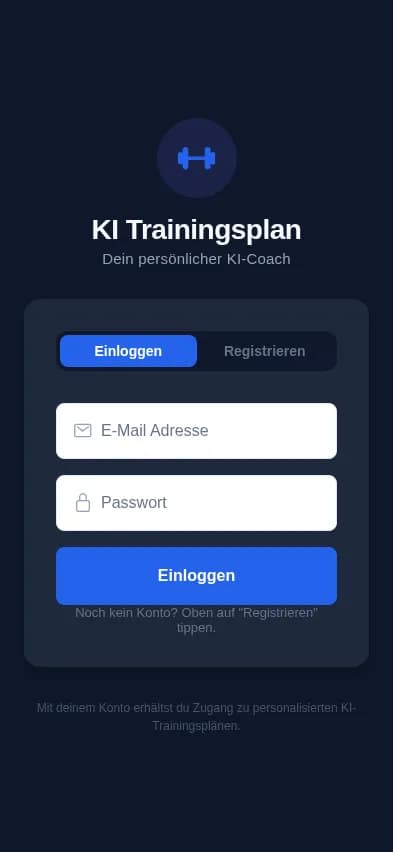 KI Trainingsplan Login