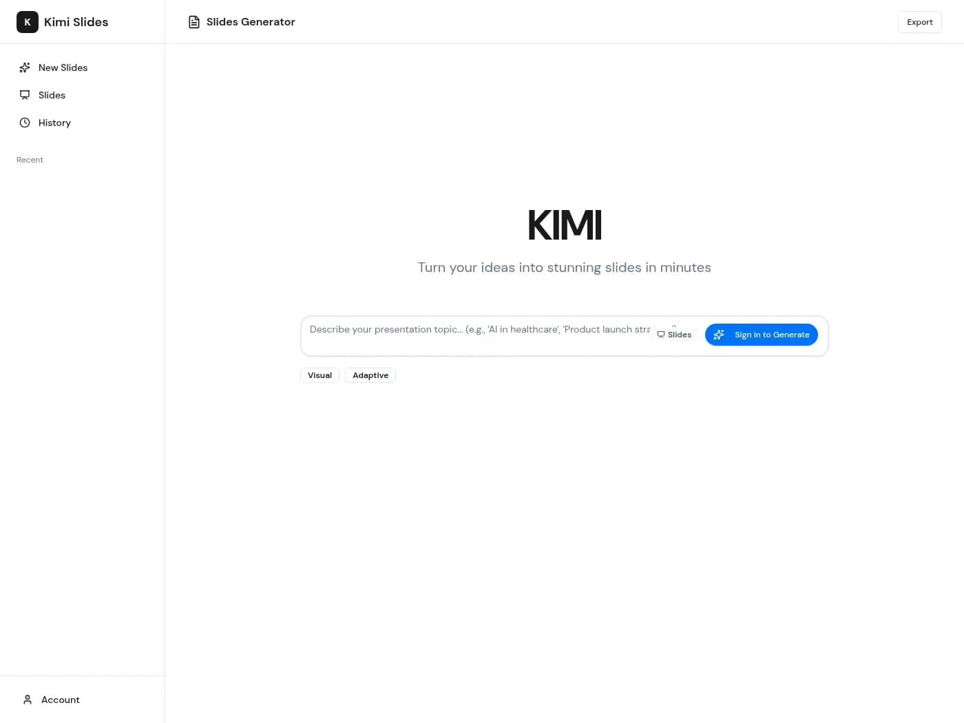 Kimi Slides Generator