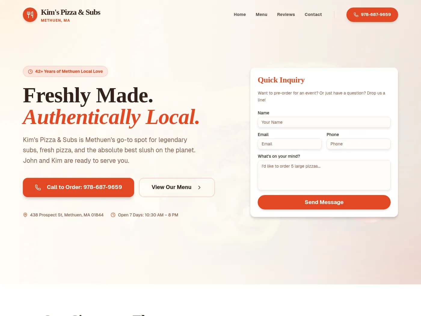 Kim's Pizza & Subs Web