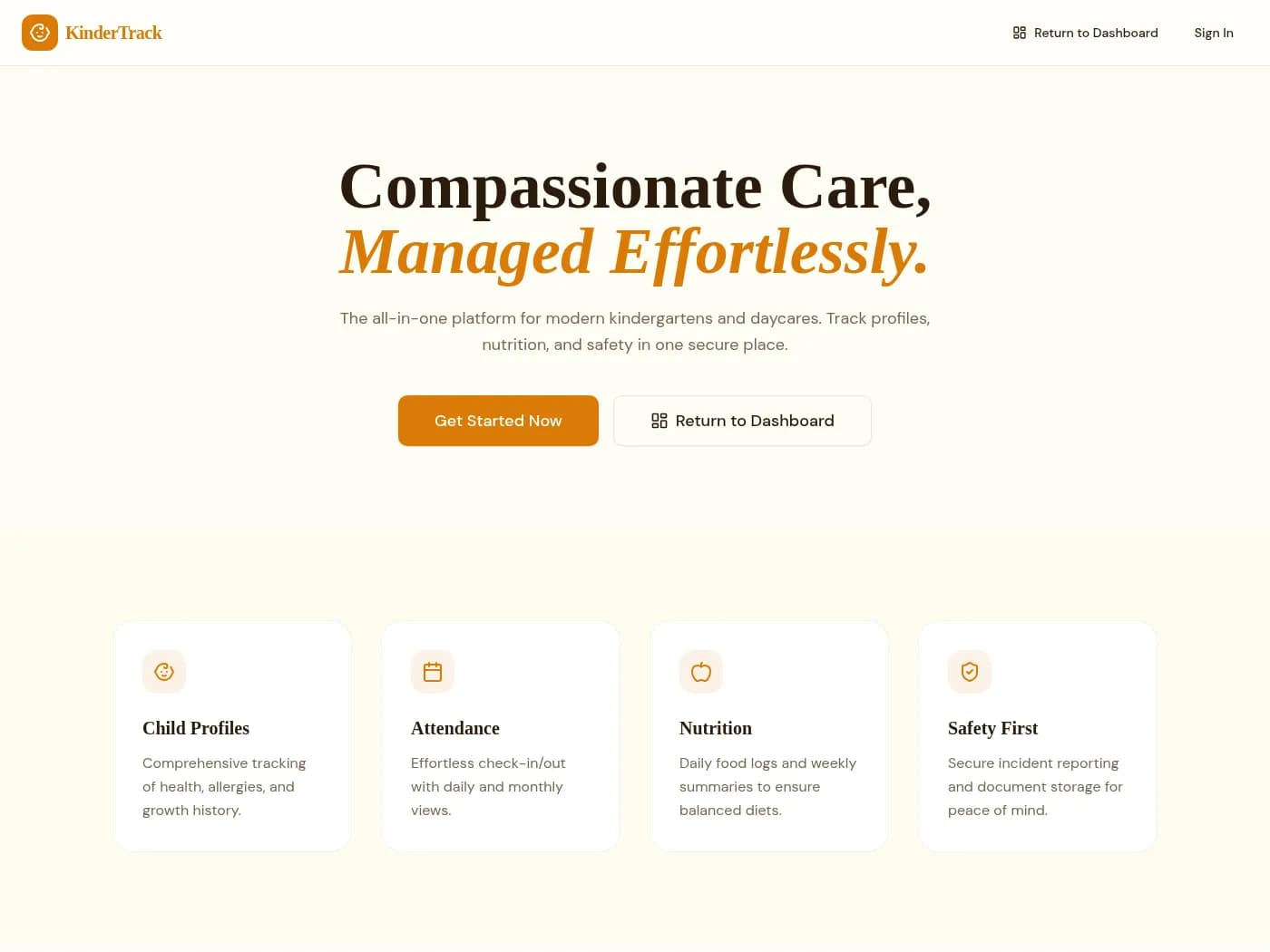 KinderTrack Dashboard