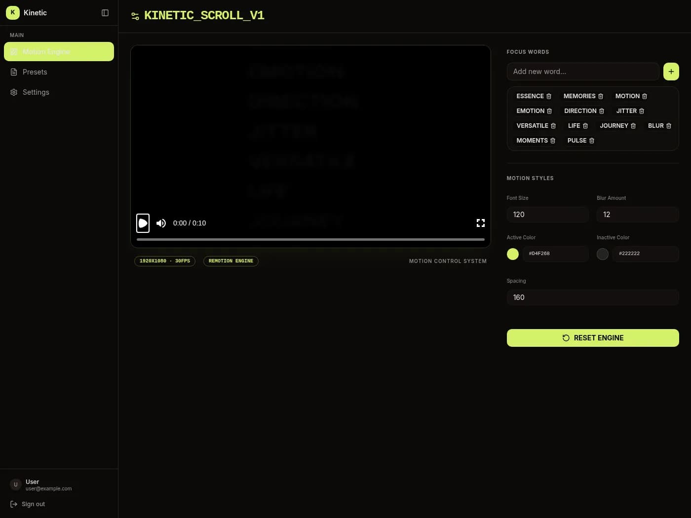 Kinetic Scroll Video Demo