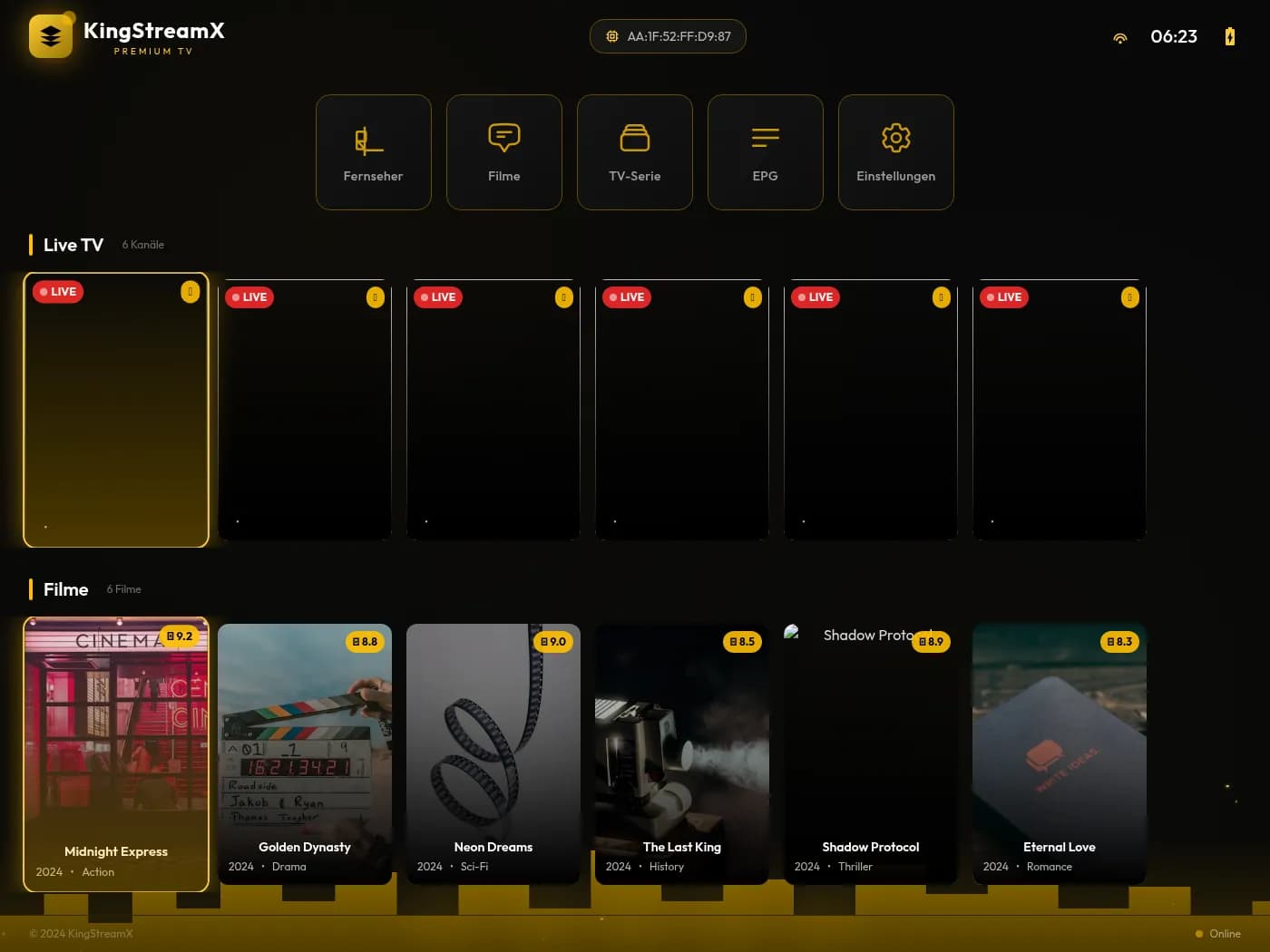 KingStreamX Premium TV UI