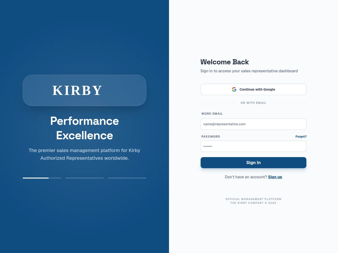 Kirby Product Dashboard