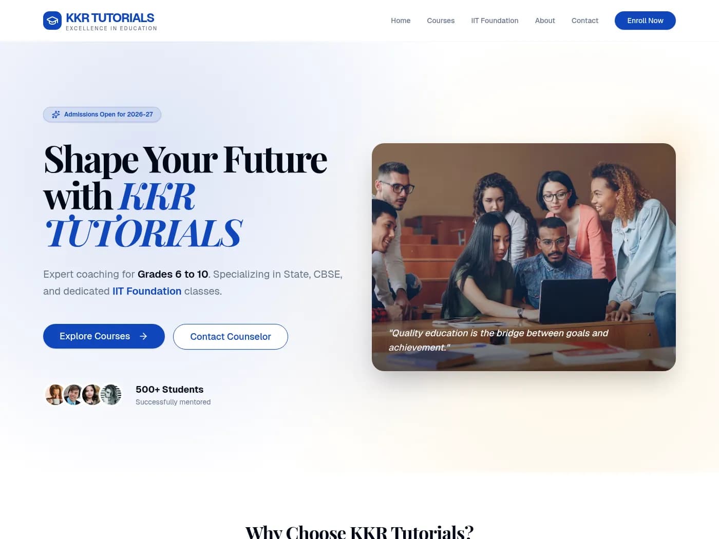 KKR Tutorials Tuition Portal