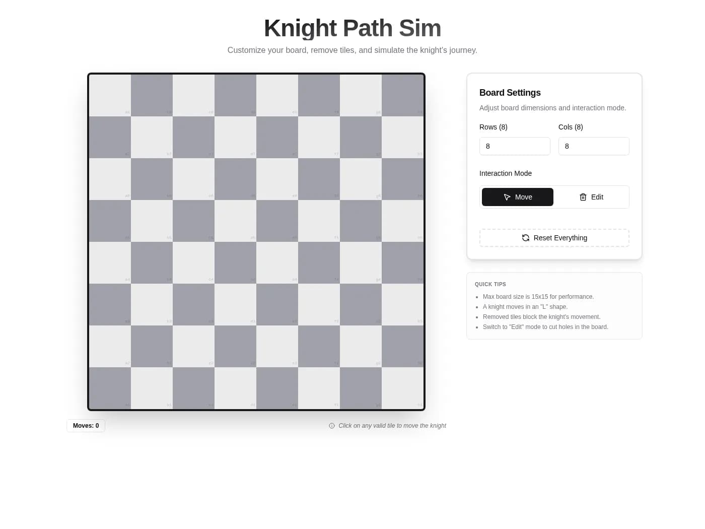 Knight Path Chess Simulator