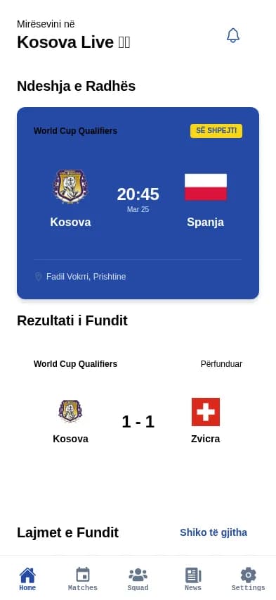 Kosova Live Football App