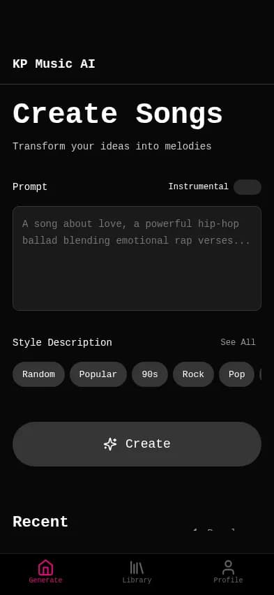 KP Music Generator Clone
