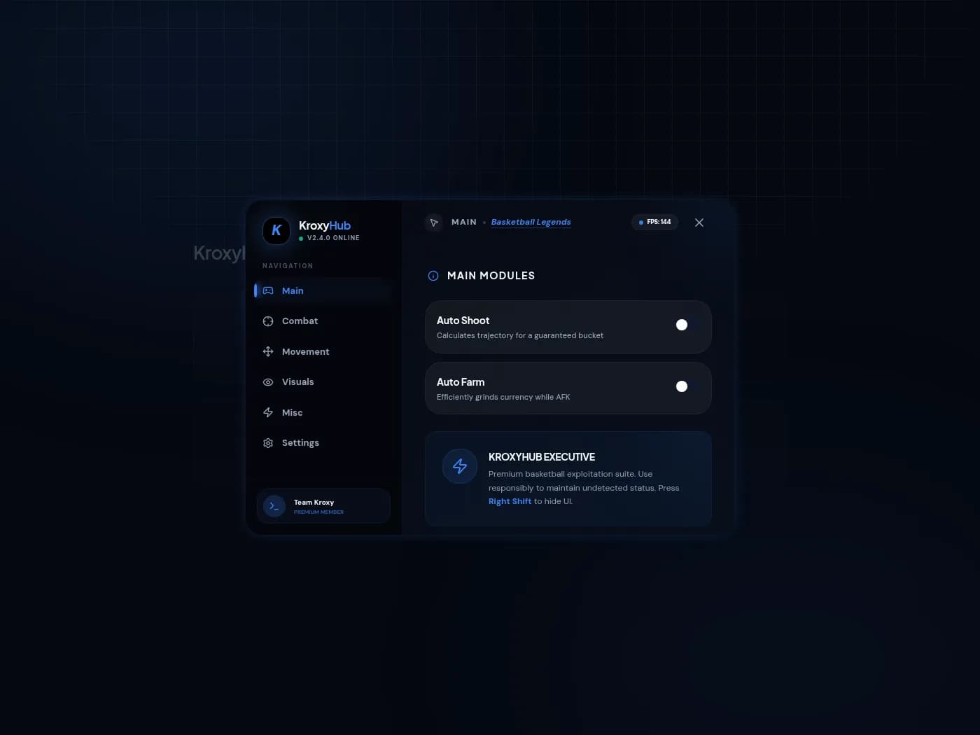 KroxyHub Legends UI