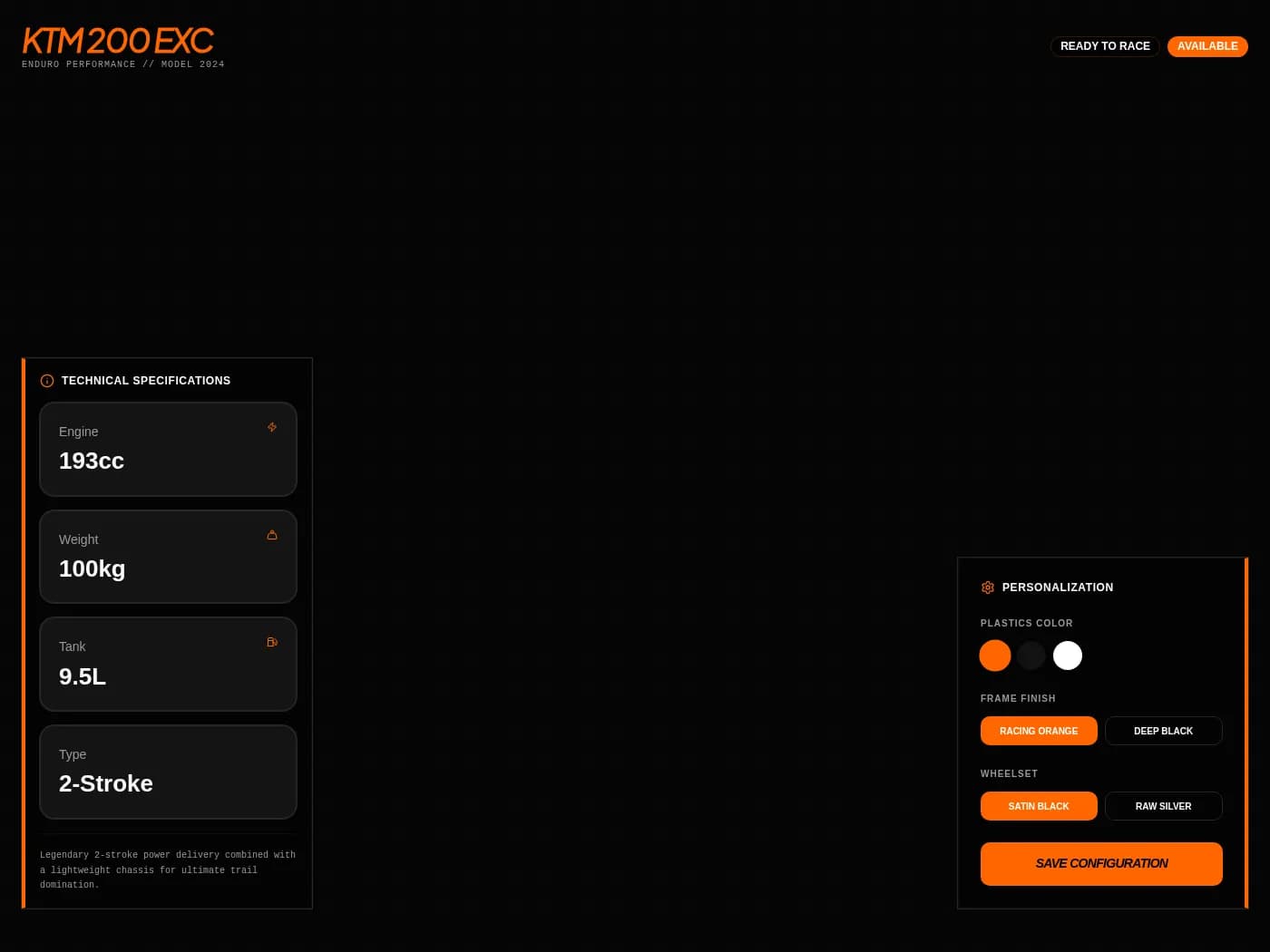 KTM 200 EXC Tracker