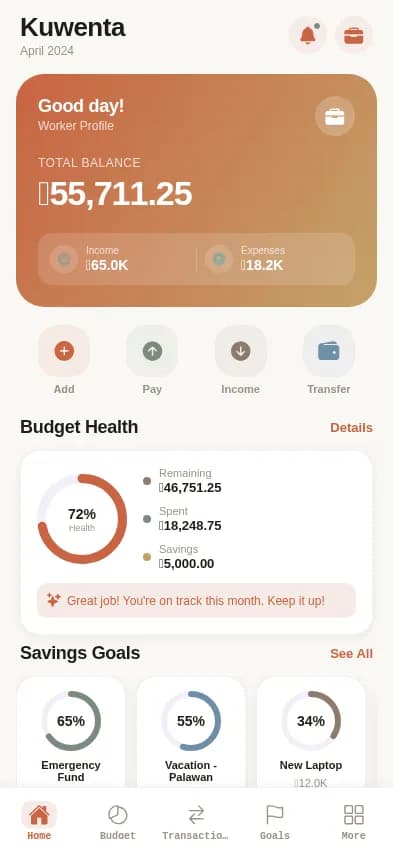 Kuwenta Budgeting App