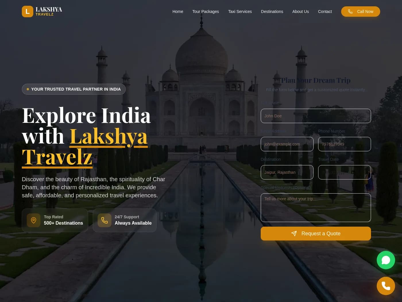 Lakshya Travelz Website