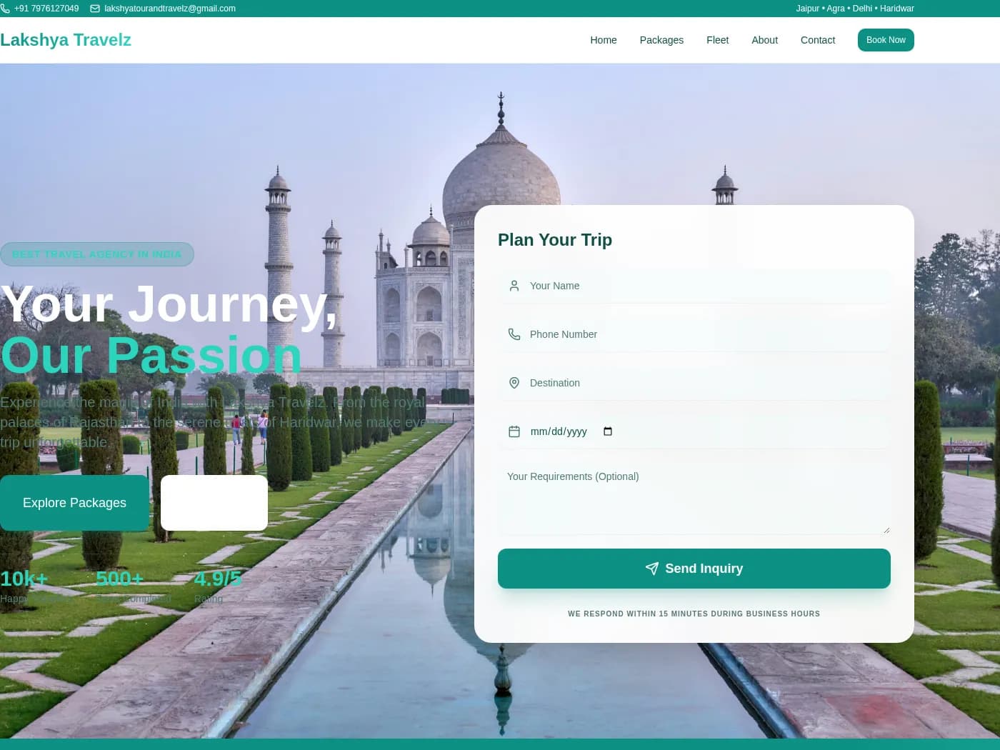 Lakshya Travelz Website