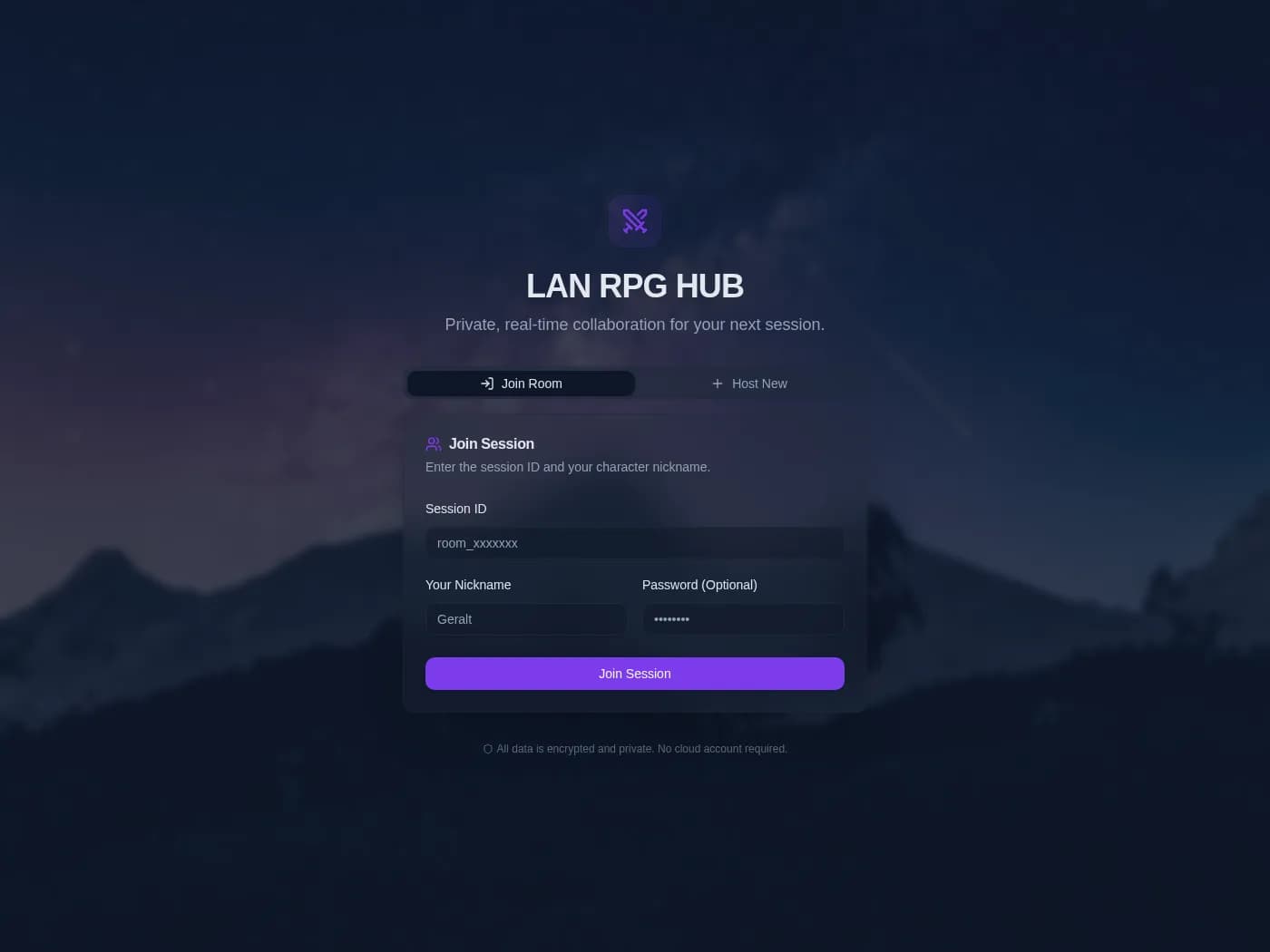 LAN RPG Hub