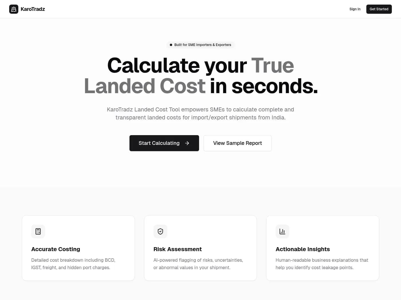 KaroTradz Landed Cost Tool