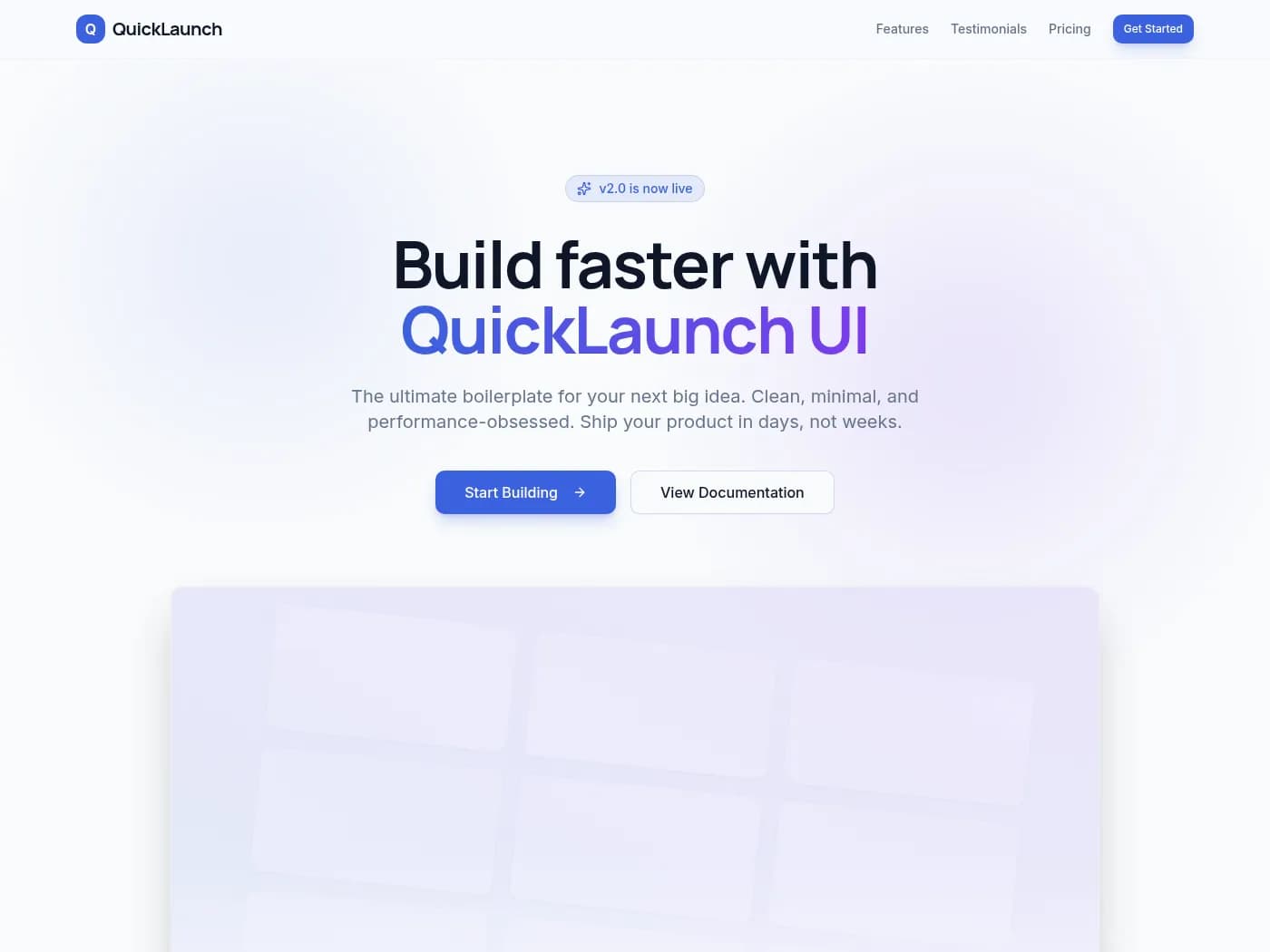 QuickLaunch Landing Page