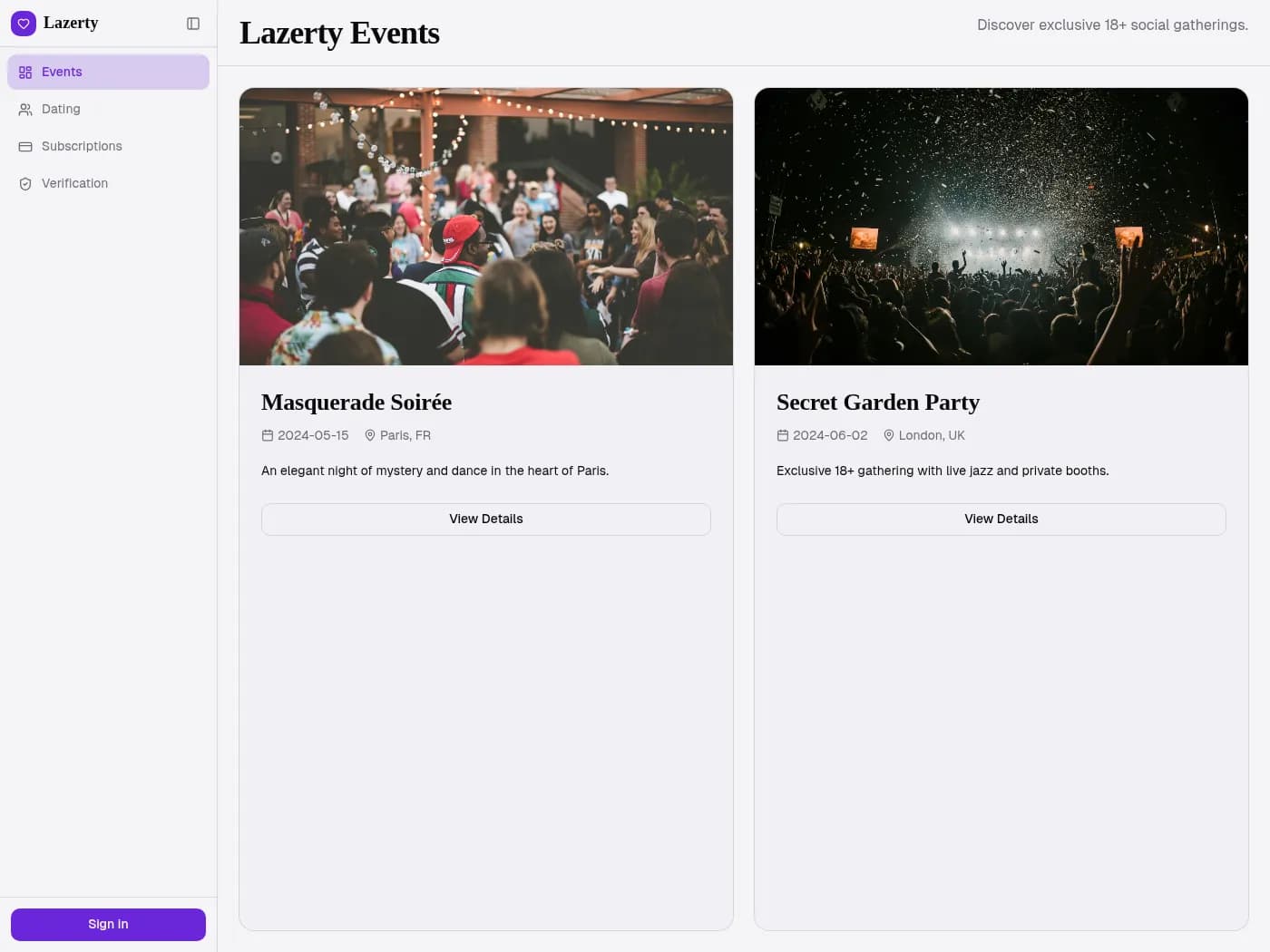 Lazerty Events & Dating