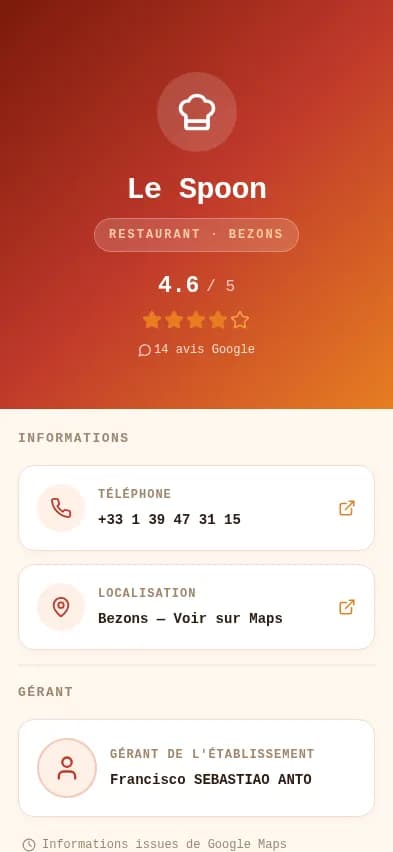 Le Spoon Restaurant Page