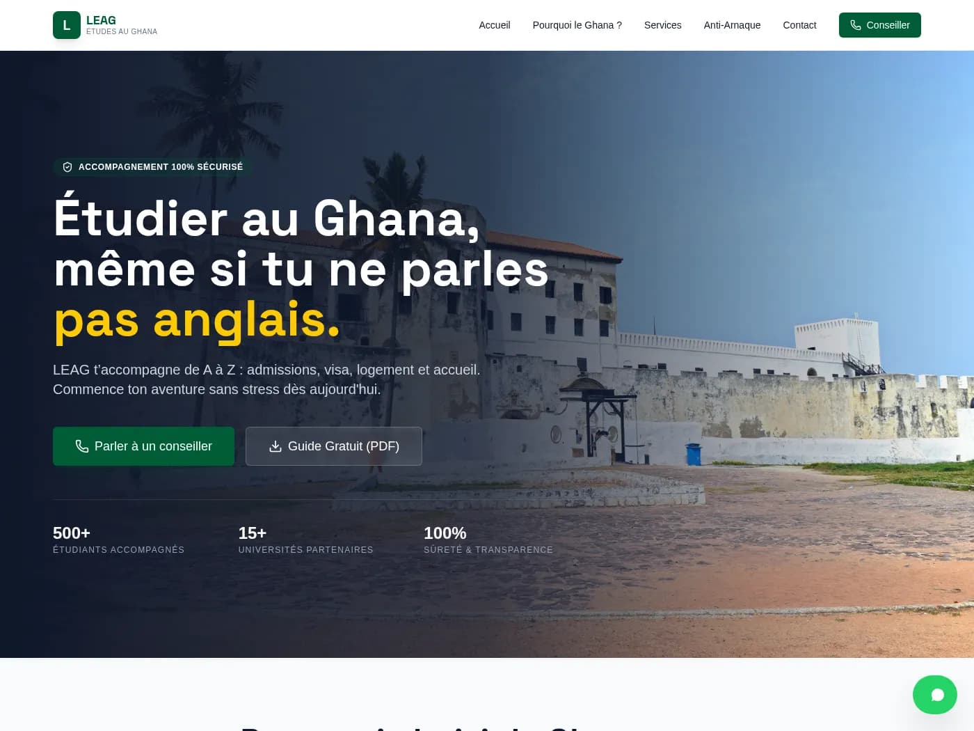 LEAG Francophone Landing