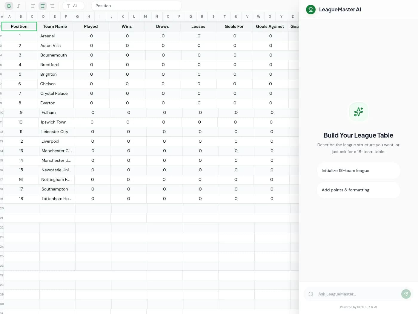 Football League Table Builder
