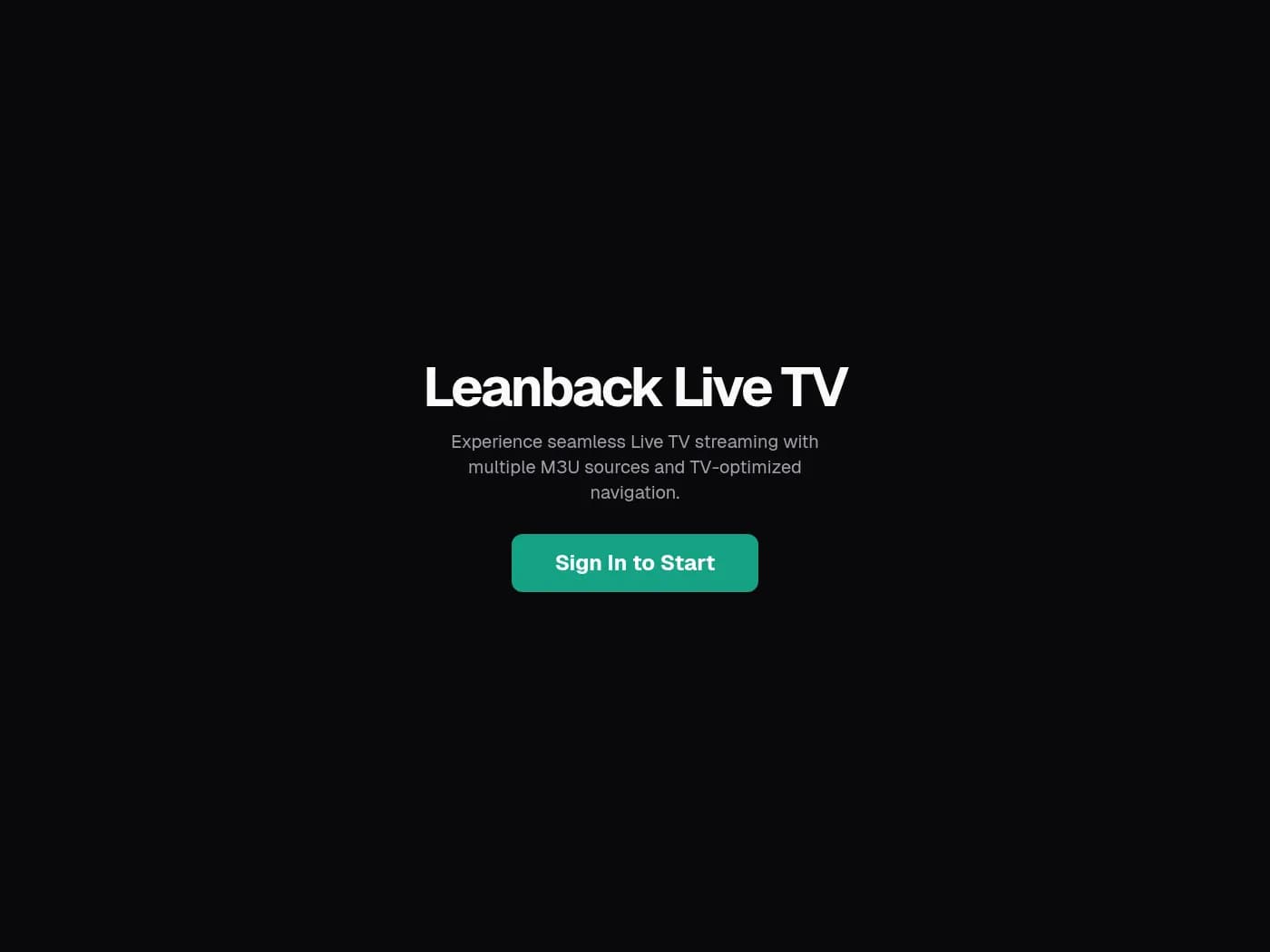 Leanback Live TV App