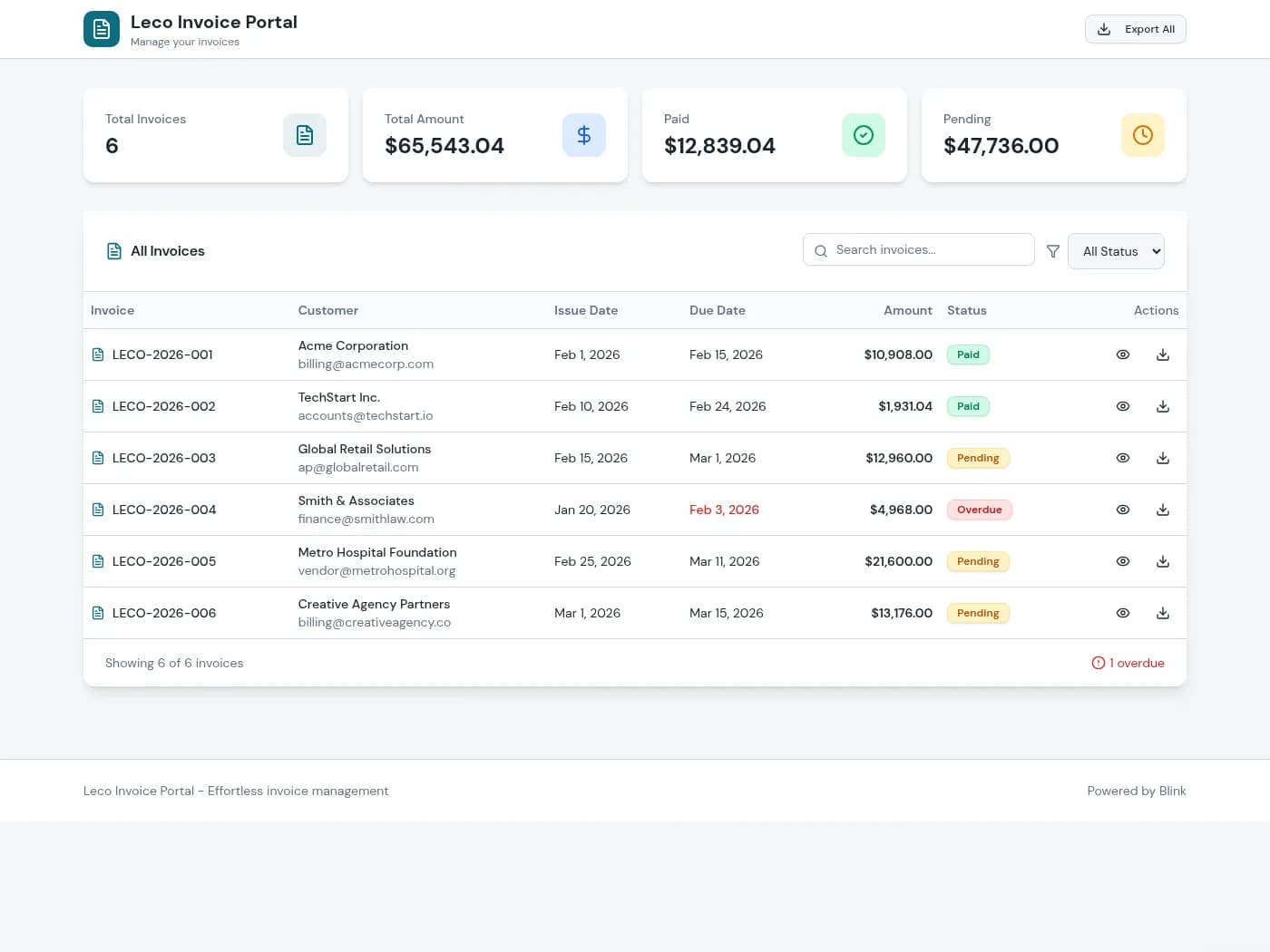 Leco Invoice Portal