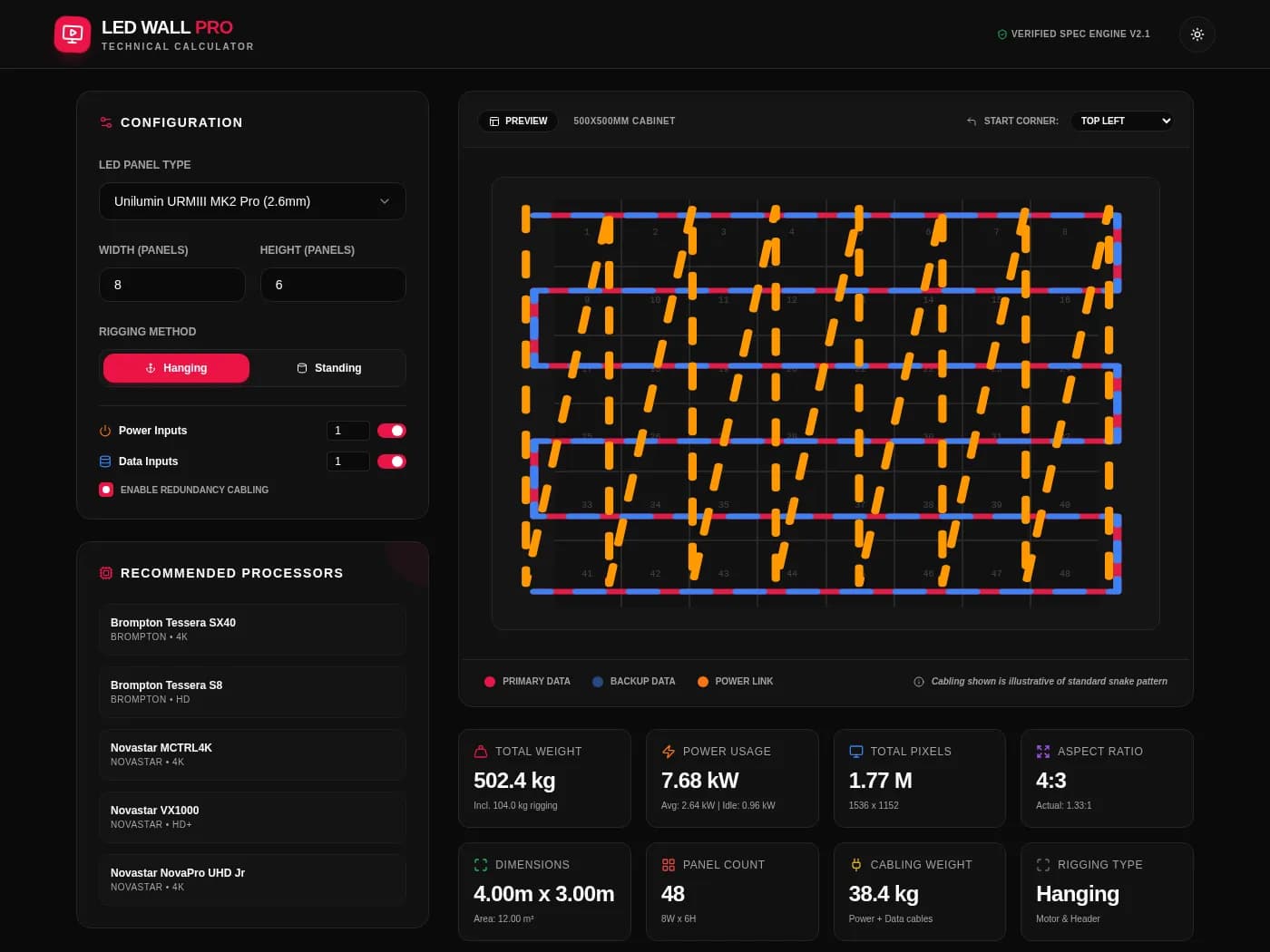 LED Wall Pro Calculator