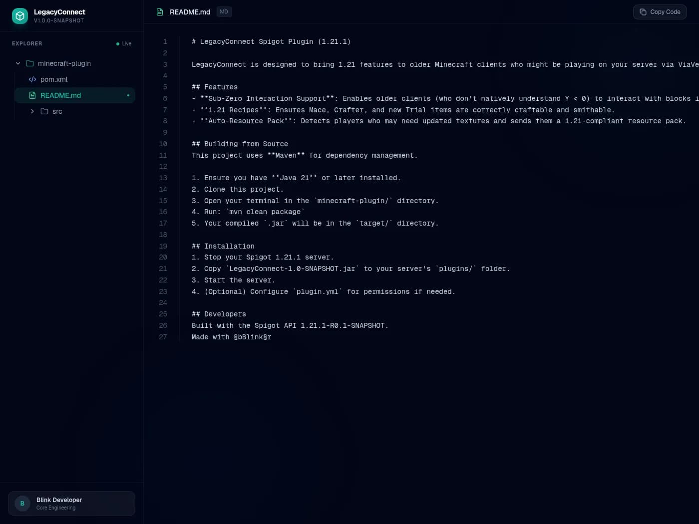 LegacyConnect Spigot Plugin