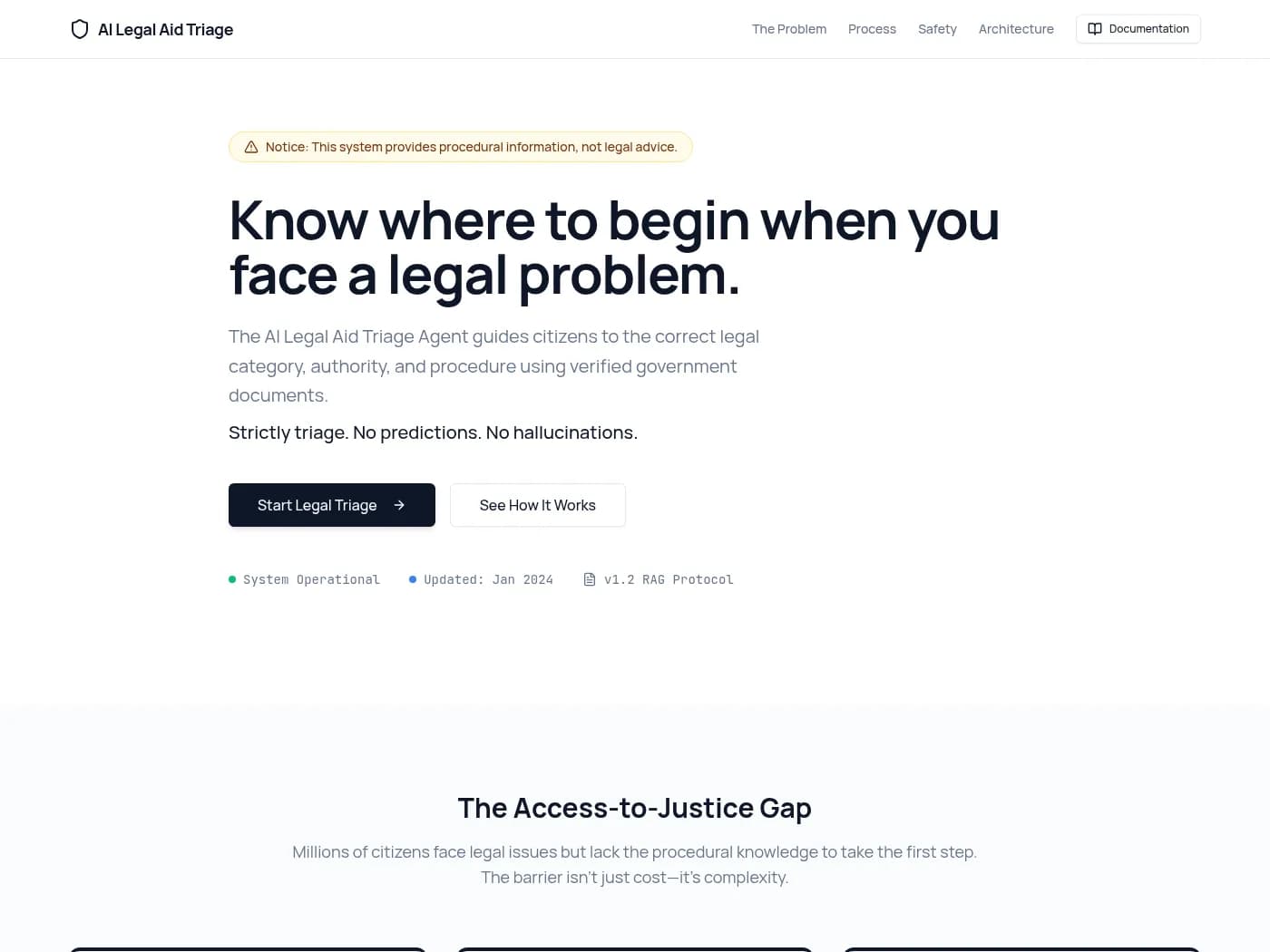 AI Legal Aid Triage Landing
