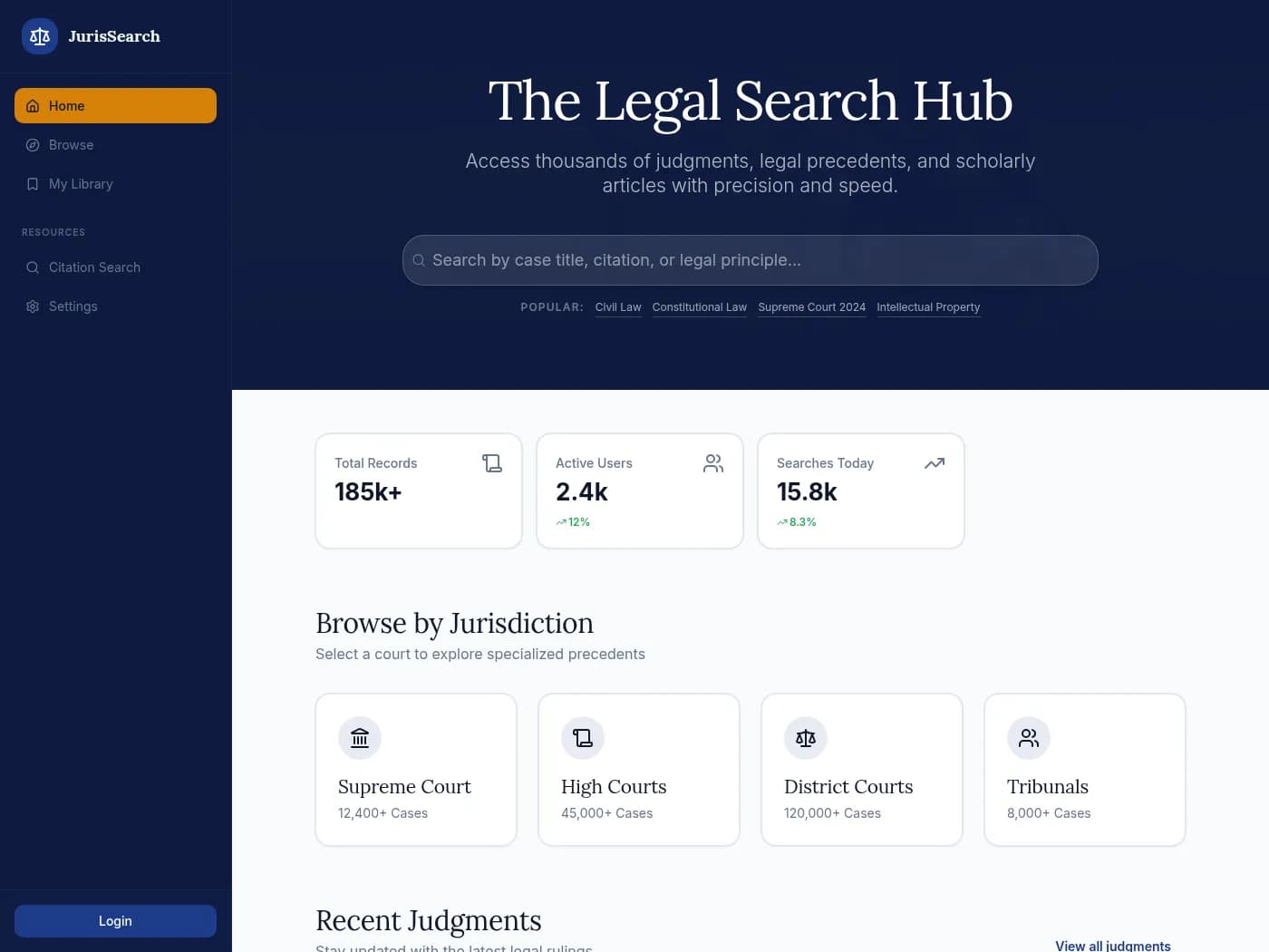 Legal Cases Search Hub