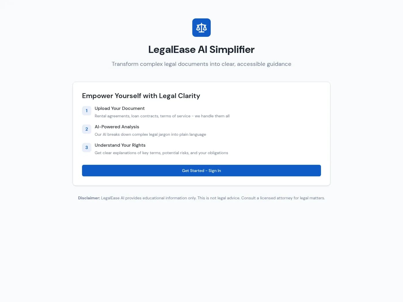 LegalEase AI Simplifier