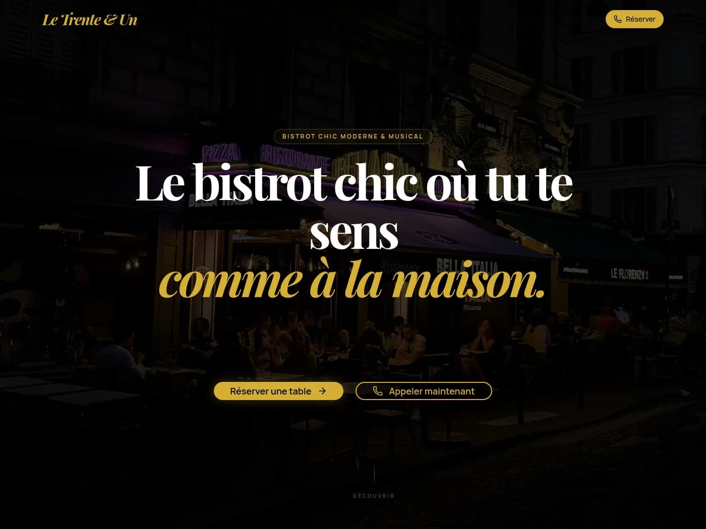 Le Trente & Un One-Page