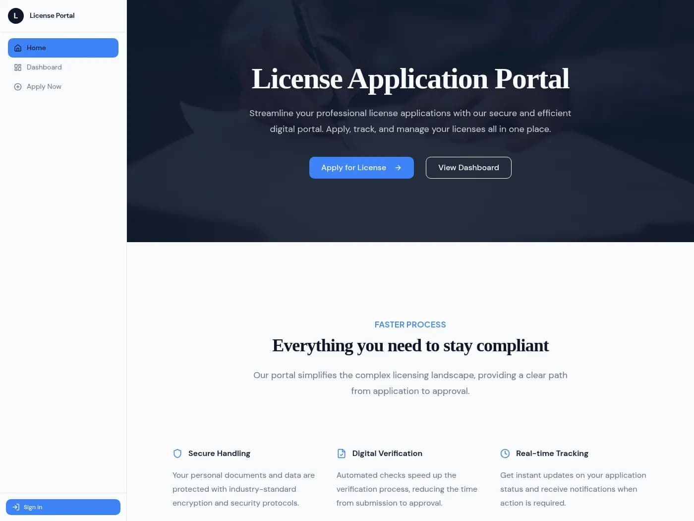 License Application Portal