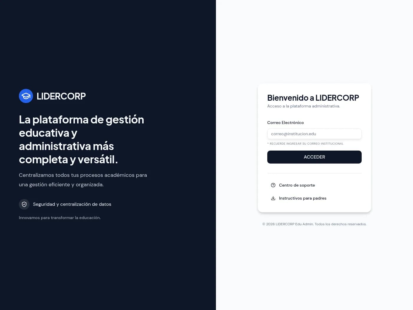 LIDERCORP Edu Admin