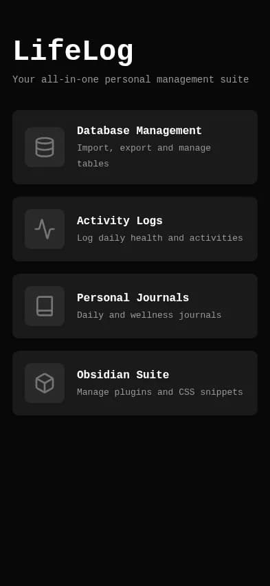 LifeLog Dashboard Suite