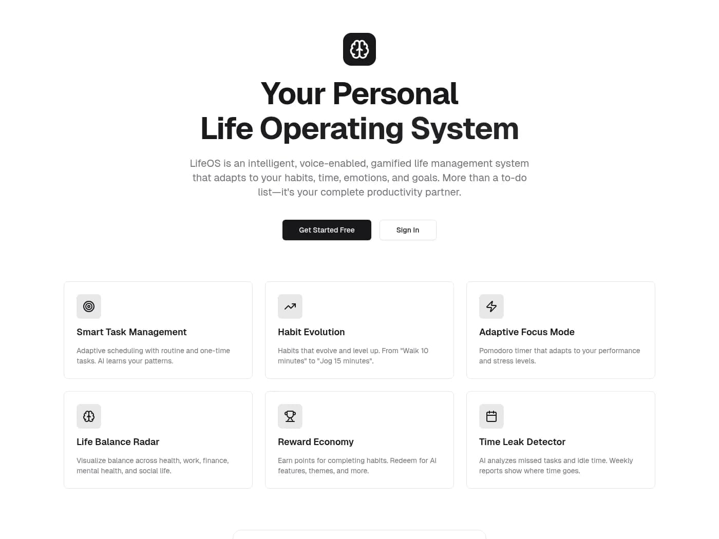 LifeOS AI Dashboard
