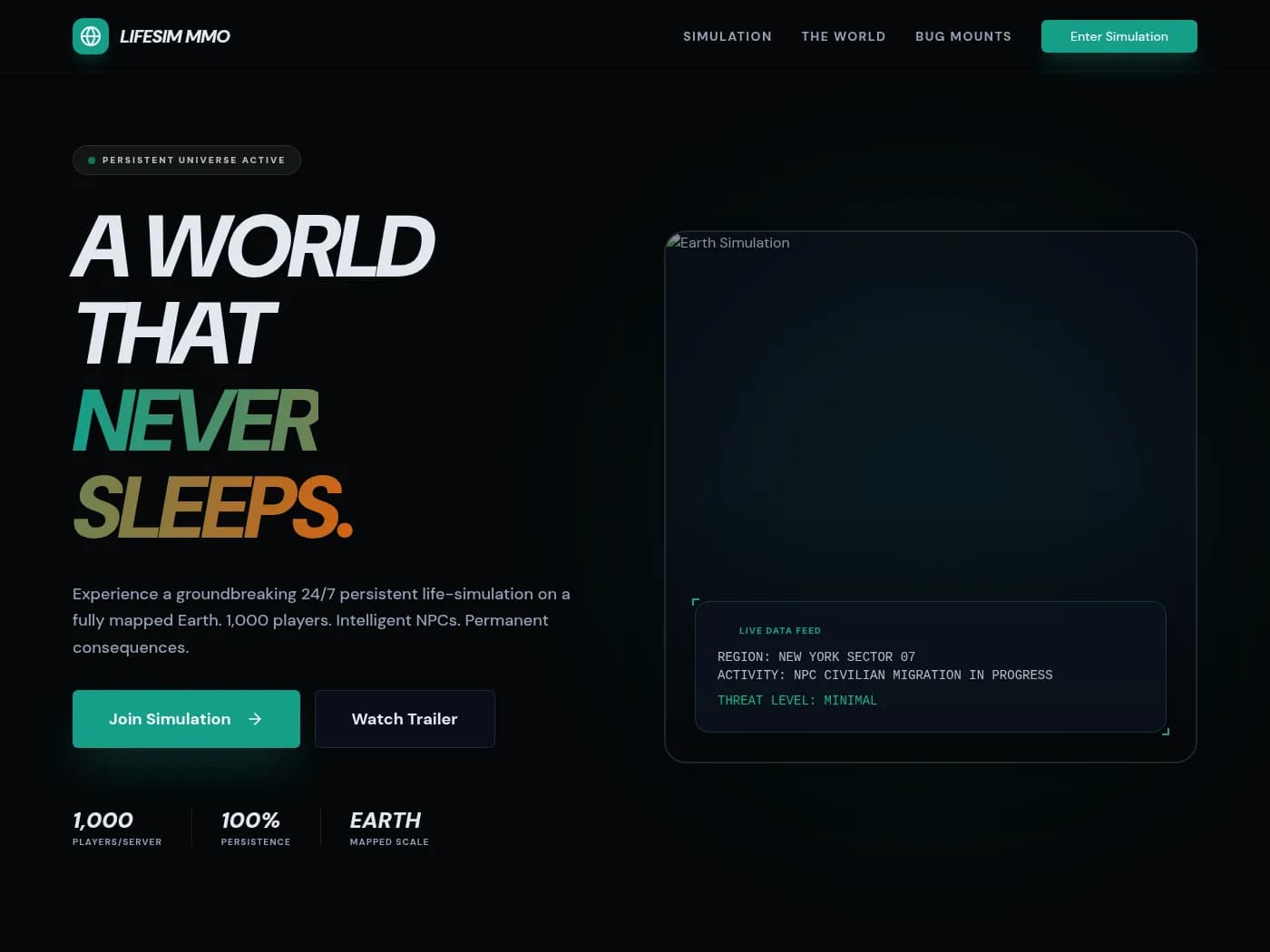 LifeSim MMO World