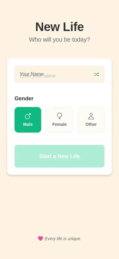 LifeSim Mobile Game