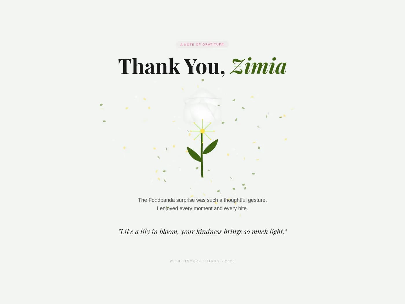 Lily Thanks Page