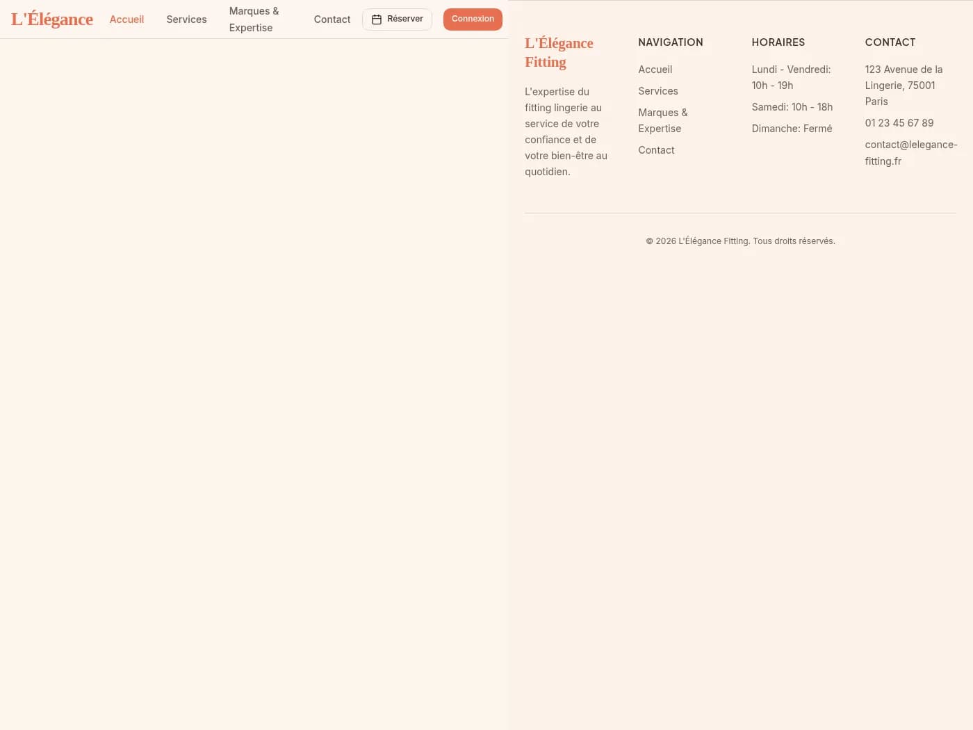 Lingerie Fit Booking Site