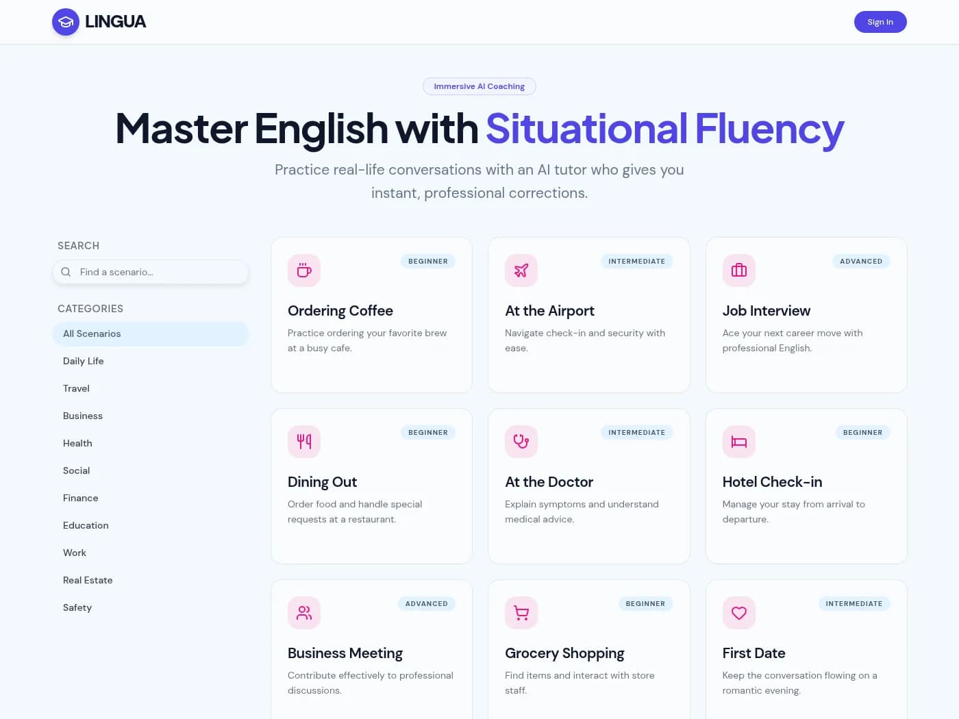 Lingua: English Coach App
